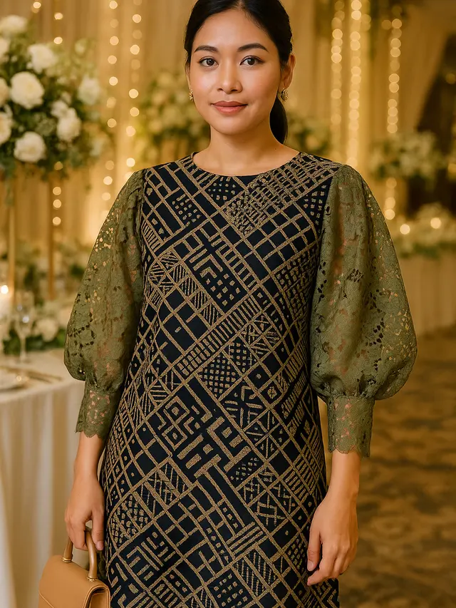 7 Model Tunik Batik Brokat Lengan Balon, Simpel tapi Tetap Stunning ...