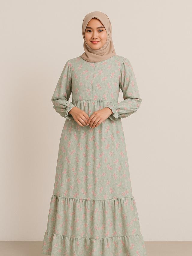 10 Inspirasi Gamis Motif Floral Warna Pastel Terbaru 2025, Bikin ...