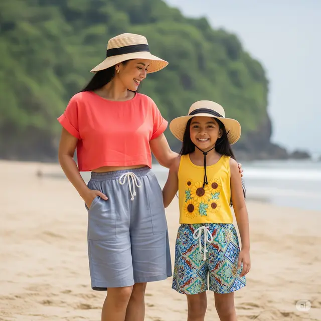 6 Inspirasi Outfit ke Pantai Ibu dan Anak Perempuan yang Stylish dan ...