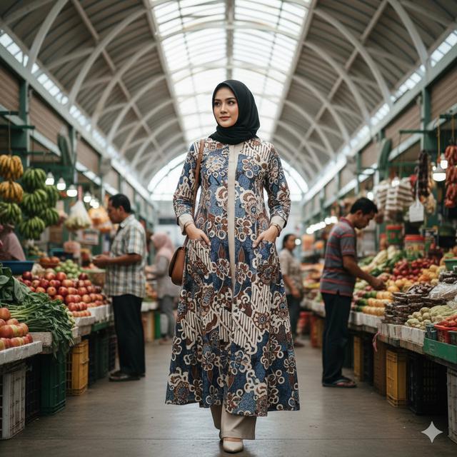 9 Model Outer Batik Panjang Motif Modern Cocok untuk Layering Hijabers ...