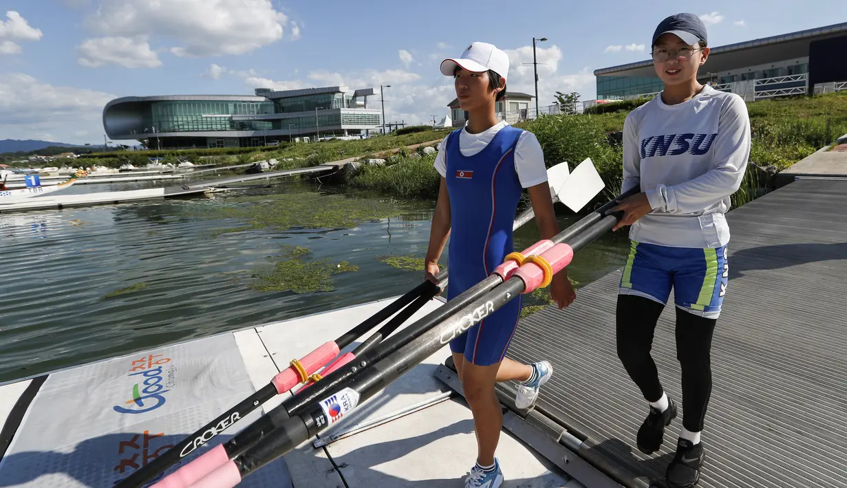 FOTO: Jelang Asian Games 2018, Atlet Korut dan Korsel Latihan Bareng ...