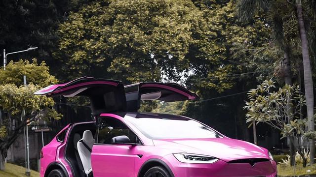 Kumpulan Potret Mobil Listrik Tesla Pink Milik Atta dan Aurel untuk ...