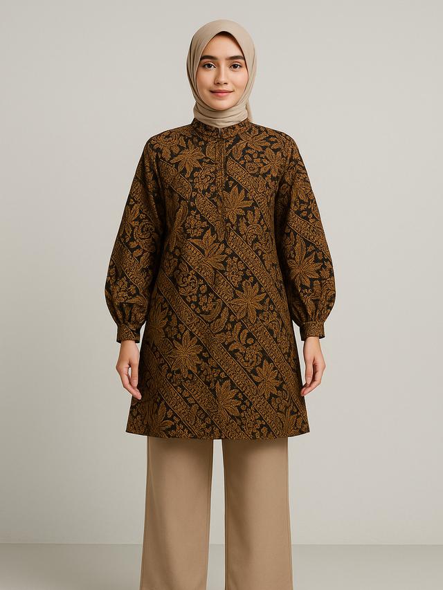 7 Model Tunik Batik Longgar Lengan Bishop untuk Tampilan Anggun & Syar’i