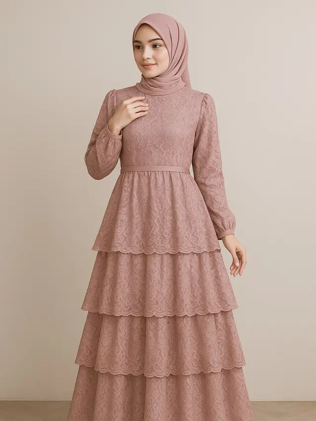 13 Model Gamis Brokat Simple Elegan 2025, Bikin Tampil Cantik - Hot ...