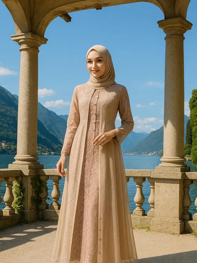 8 Model Long Dress Brokat Kombinasi Outer Panjang Kekinian 2025 - Hot ...