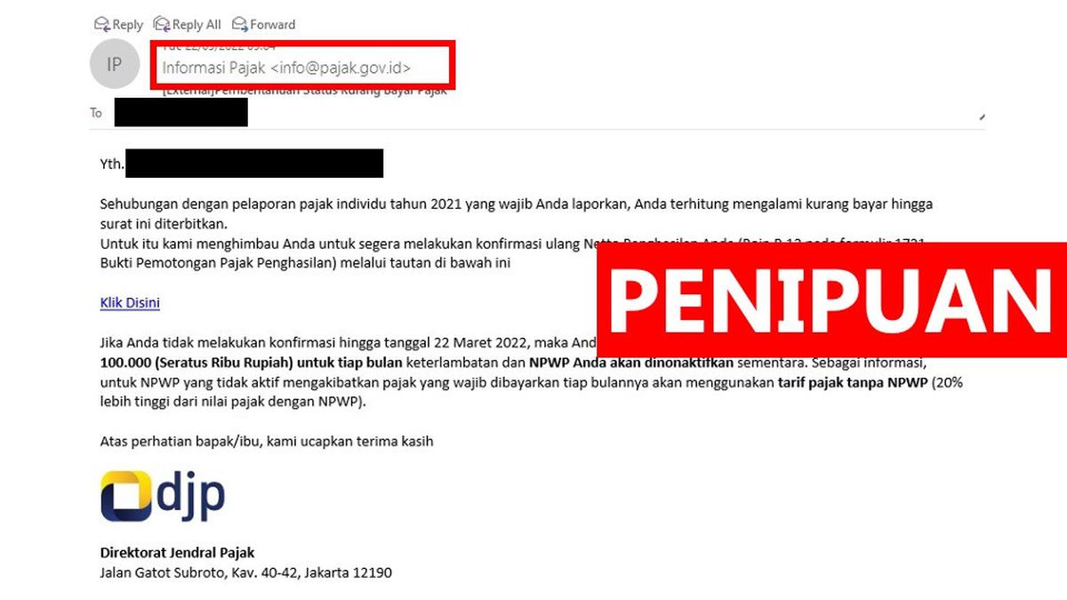 Awas Penipuan Mengatasnamakan Ditjen Pajak Via Email, Ini Modusnya! - Jateng Liputan6.com