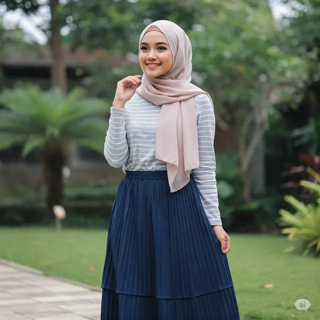 7 Outfit Korean Style Hijab Rok Terbaru 2025, Tampil Feminin dan Modis ...