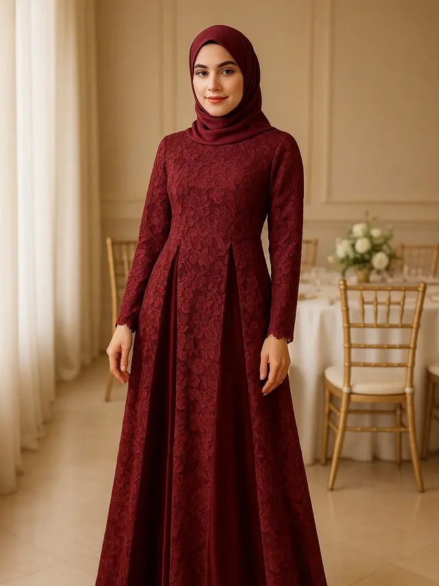 10 Inspirasi Gamis Brokat Warna Burgundy dengan Desain Eksklusif di ...
