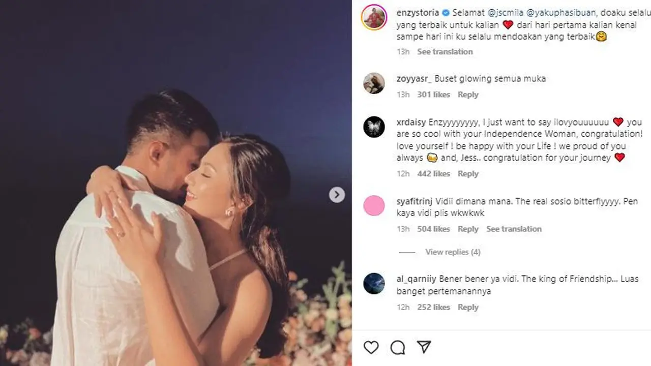 Bikin Haru, Kata-Kata Enzy Storia untuk Jessica Mila yang Baru Dilamar