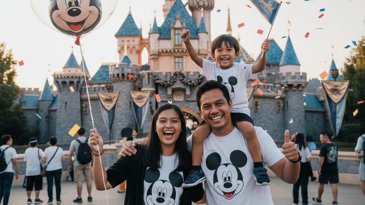 5 Prompt AI Foto Keluarga Liburan di Disneyland, Hasilnya Realistis dan ...