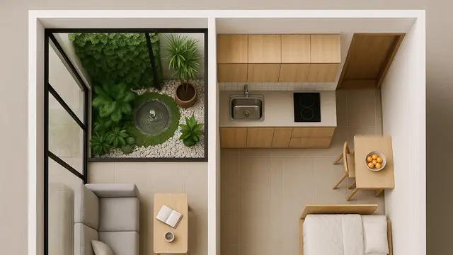 7 Model Rumah 5x6 Meter Minimalis dengan Taman Kecil di Dalam, Bikin ...