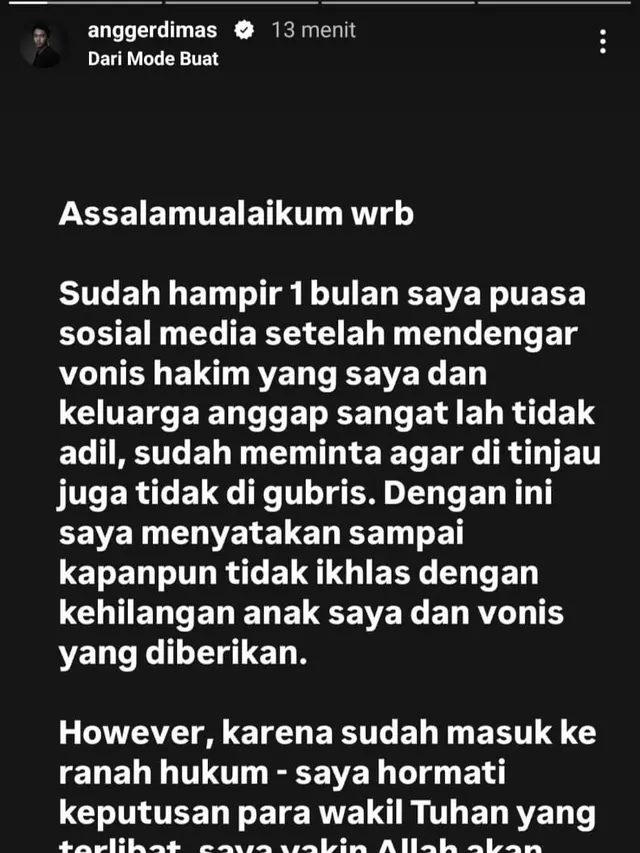 Angger Dimas Muncul Usai Yudha Arfandi Divonis 20 Tahun Penjara: Sampai ...