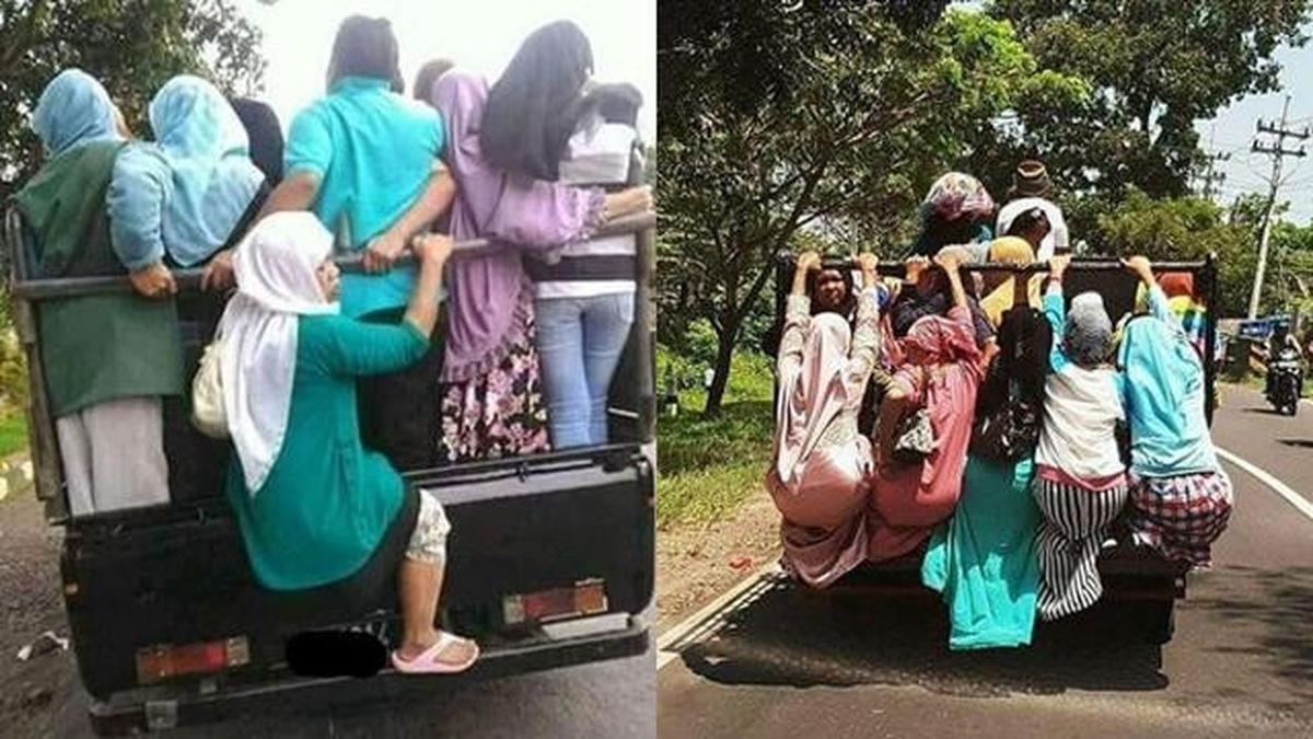 Kumpulan Potret Ibu-Ibu Nekat Naik Pikap, Bikin Stuntman Film Minder ...