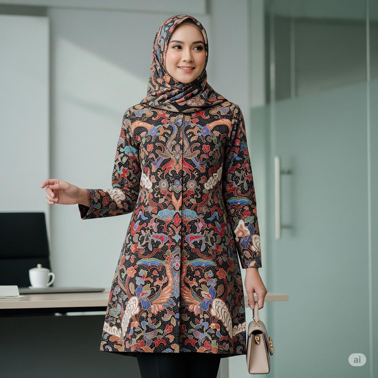 15 Model Baju Batik Kantor Wanita Berjilbab Modern 2025, Formal & Elegan
