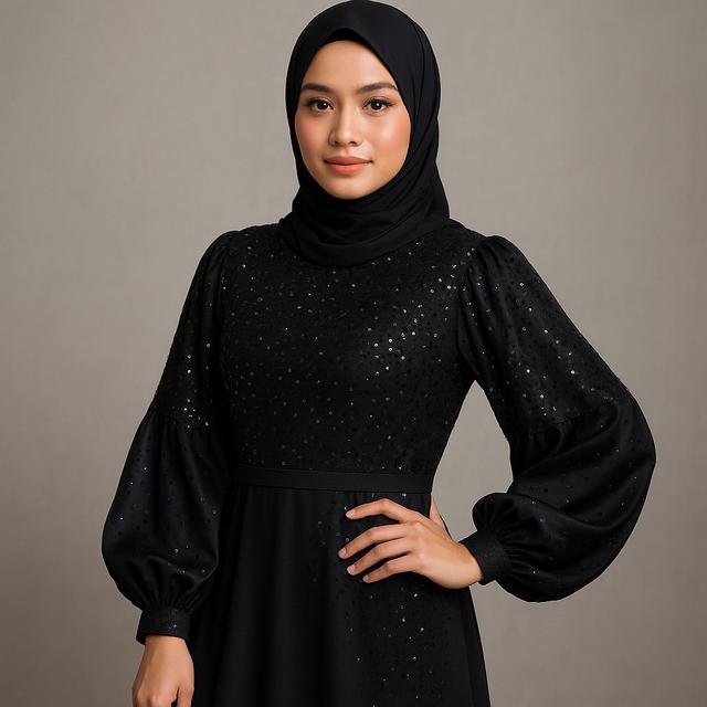 7 Model Gamis Hitam Lengan Balon yang Lagi Trend, Bikin Tampilan Elegan ...