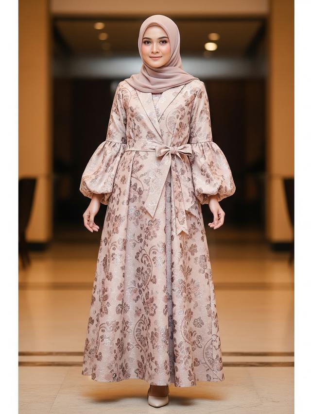 7 Model Gamis Blazer Brokat Lengan Balon Terbaru 2025, Tampilan Feminin ...