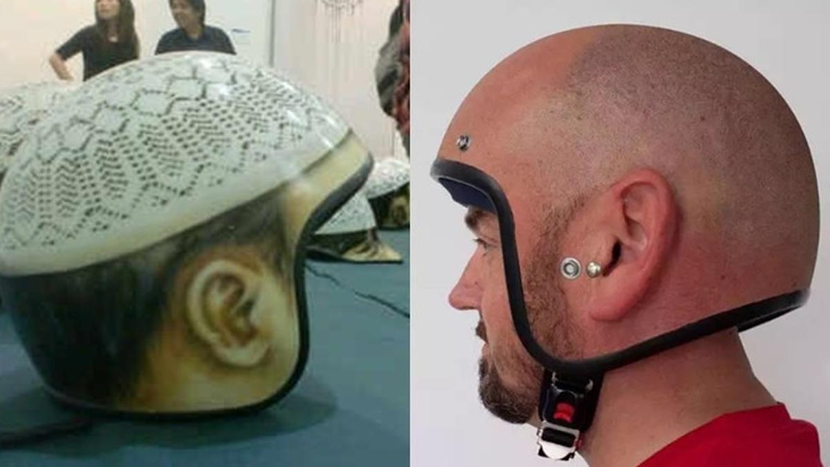 6 Desain Helm Bentuk Kepala Manusia Ini Nyeleneh, Bikin Terkecoh