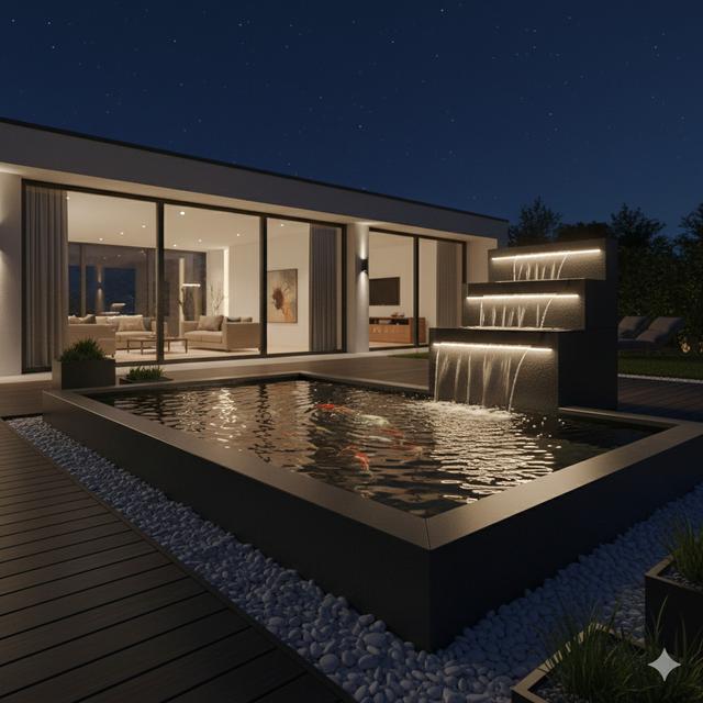 7 Model Kolam Ikan Hias Minimalis dengan Lampu LED Elegan, Percantik ...