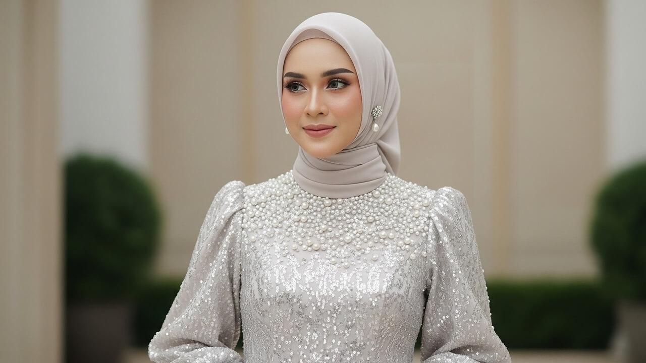 8 Gamis Serba Payet Tampil Mewah dan Elegan untuk Setiap Acara