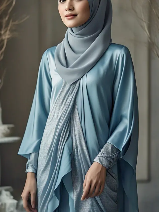 8 Model Gamis Baby Pink dan Silver Blue 2025, Pilihan Warna Lembut ...