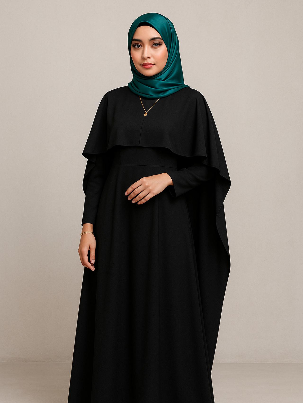10 Model Gamis Hitam Terbaru 2025 dan Hijab Padanannya, Tampil Elegan ...