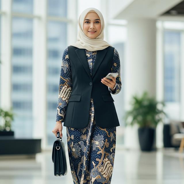 8 Model Gamis Batik Kombinasi Vest yang Sedang Viral, Cocok untuk ...