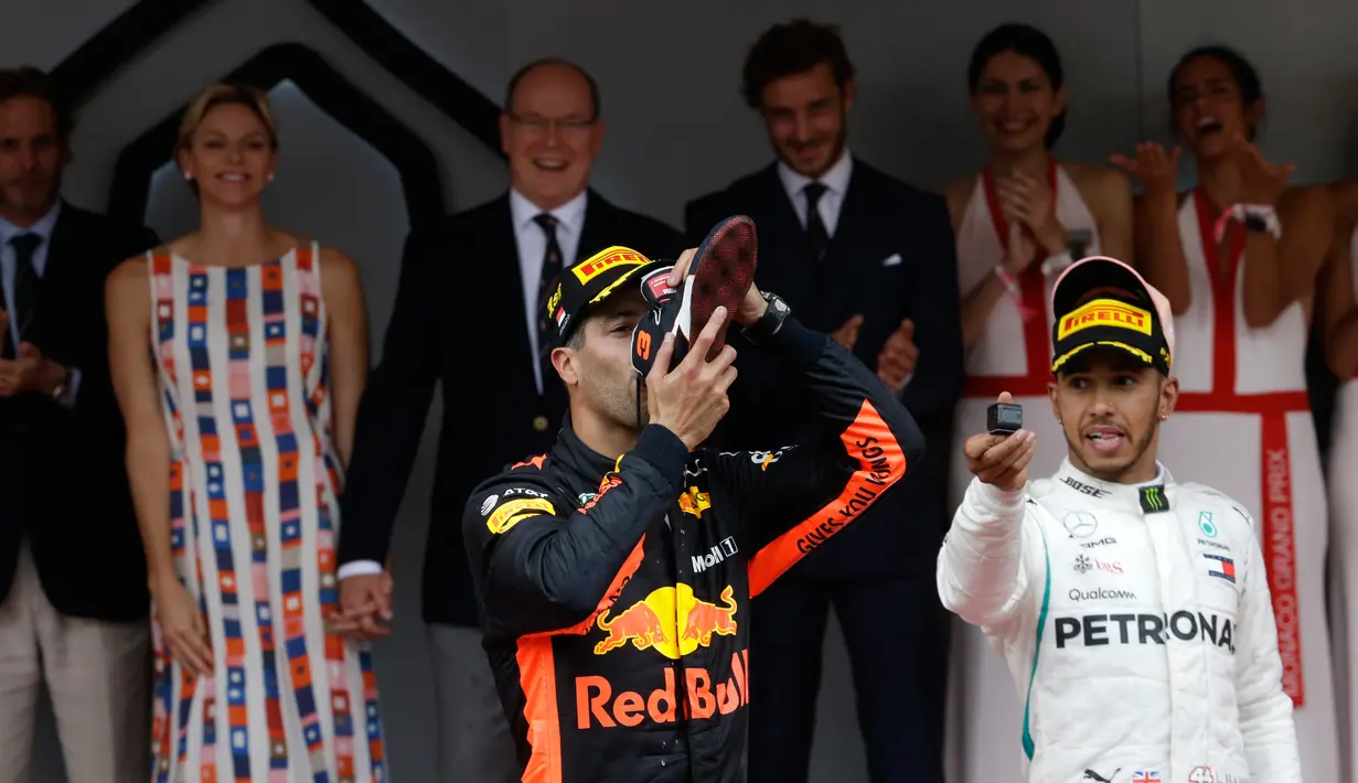 FOTO: Menang GP Monaco F1, Daniel Ricciardo Minum Sampanye Dari Sepatu ...