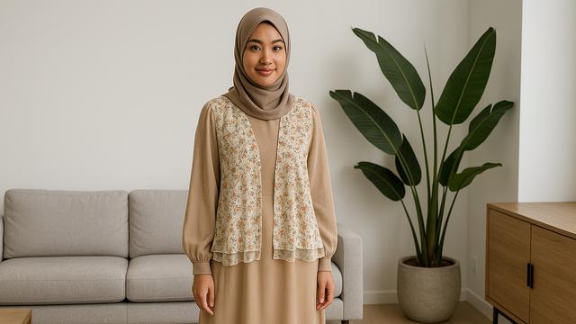 7 Model Gamis dengan Rompi Sifon, Anggun dan Ringan Dipakai Seharian