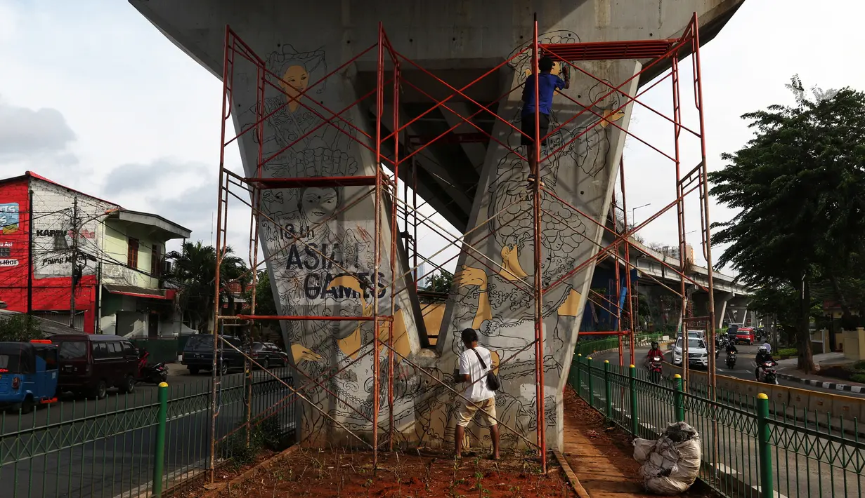 FOTO: Mural Aneka Rupa Hiasi Jalan Layang Pesing Jakarta - Foto ...