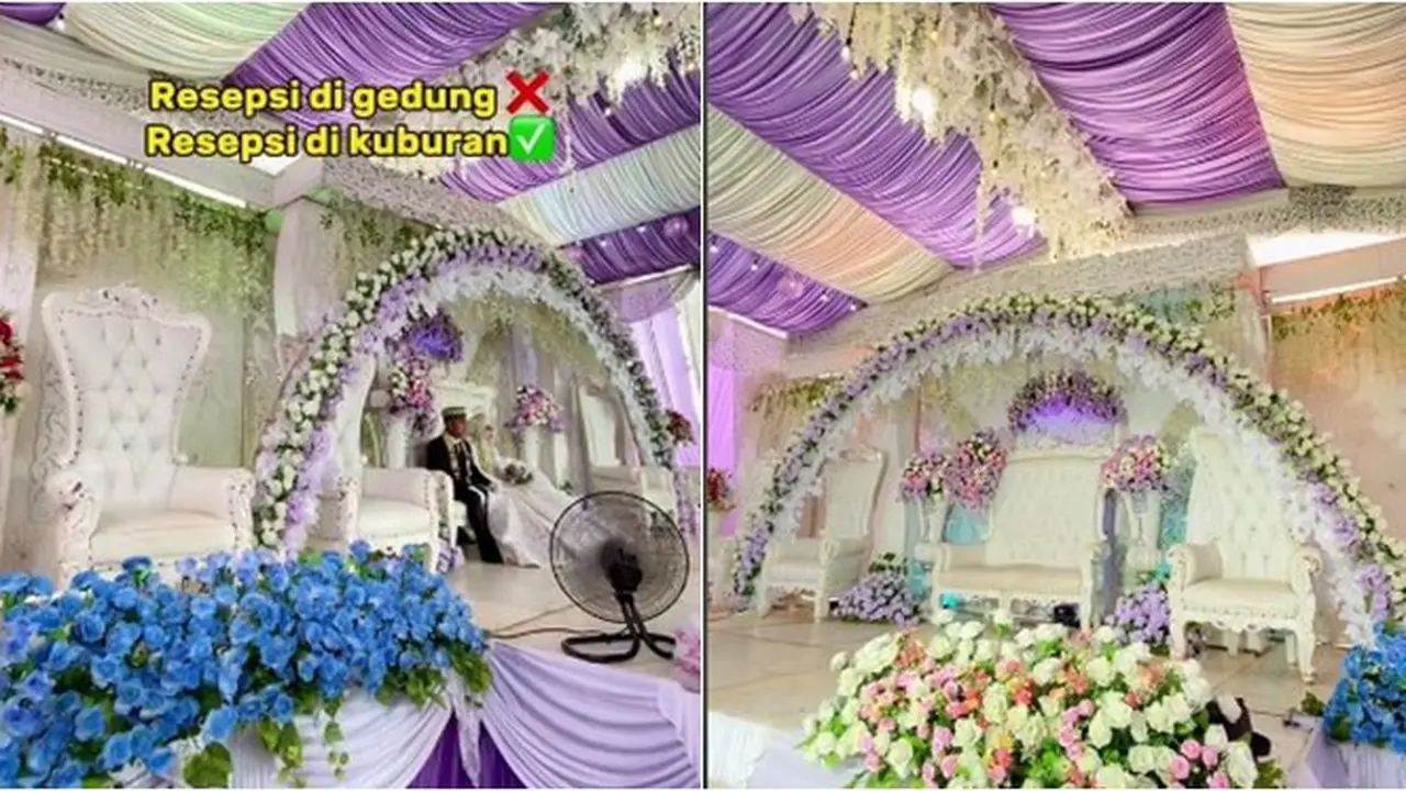 Resepsi Pernikahan di Tengah Kuburan Ini Jadi Sorotan, Dekorasinya Mewah - Hot Liputan6.com