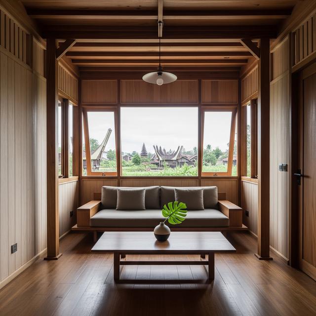 7 Model Ruang Tamu Rumah Kampung dengan Nuansa Kayu yang Bikin Suasana ...
