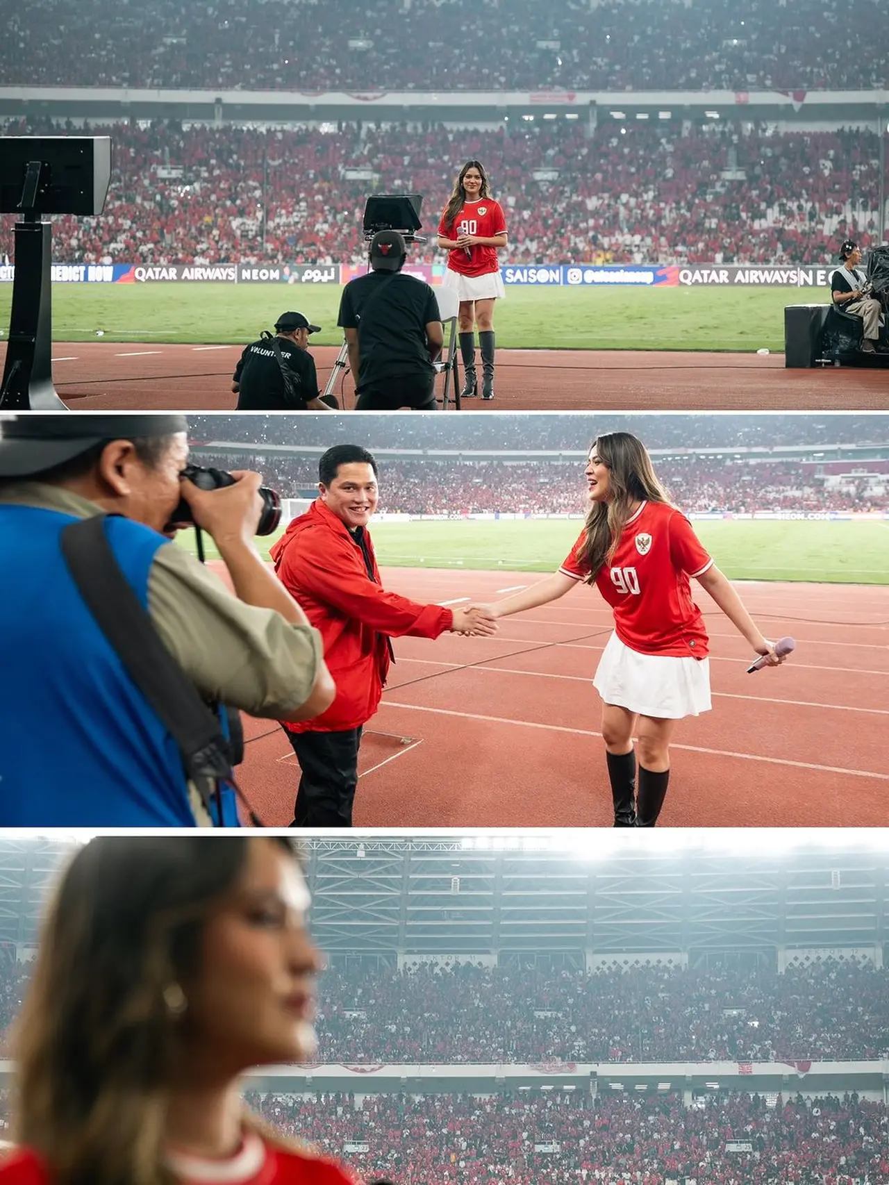Potret Gaya Merah Putih Raisa, Dukung Timnas Indonesia dan Nyanyi di ...