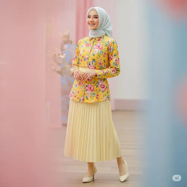 9 Inspirasi OOTD Floral Hijabers 2025, Tampil Stylish, Elegan, & Anti ...