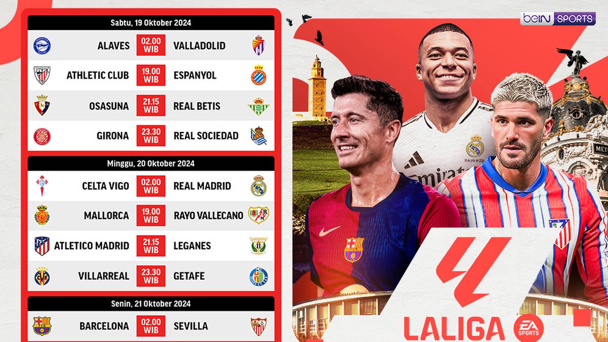 Jadwal Siaran Langsung Matchweek 10 Pertandingan La Liga 2024/25 Pekan Ini di Vidio - Spanyol ...