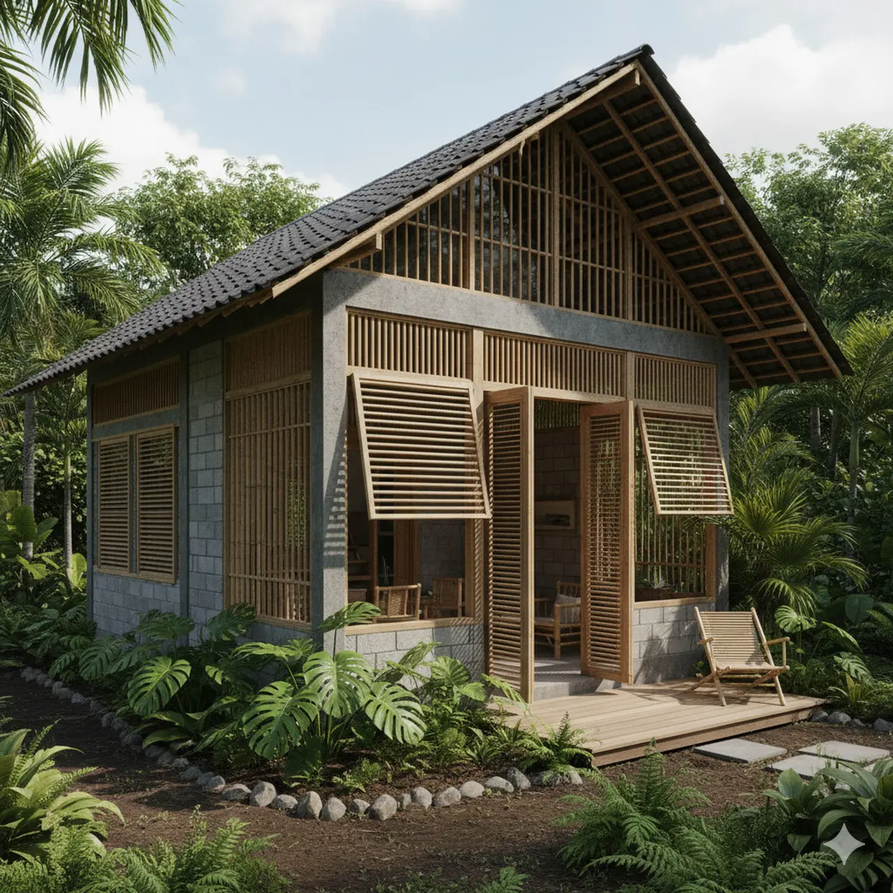 7 Model Rumah Kecil Tapi Cantik 4x6 Meter dari Batako dan Bambu dengan ...