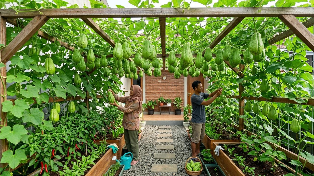 Inspirasi Kebun Labu Siam Gantung untuk Lahan Sempit agar Lebih Rapi ...