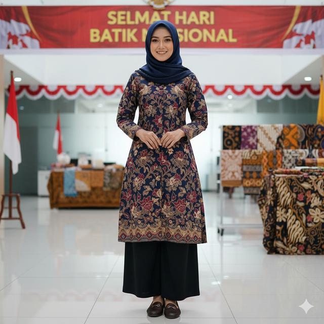7 Inspirasi Model Batik Hijab Syari Elegan untuk Peringati Hari Batik 2 ...