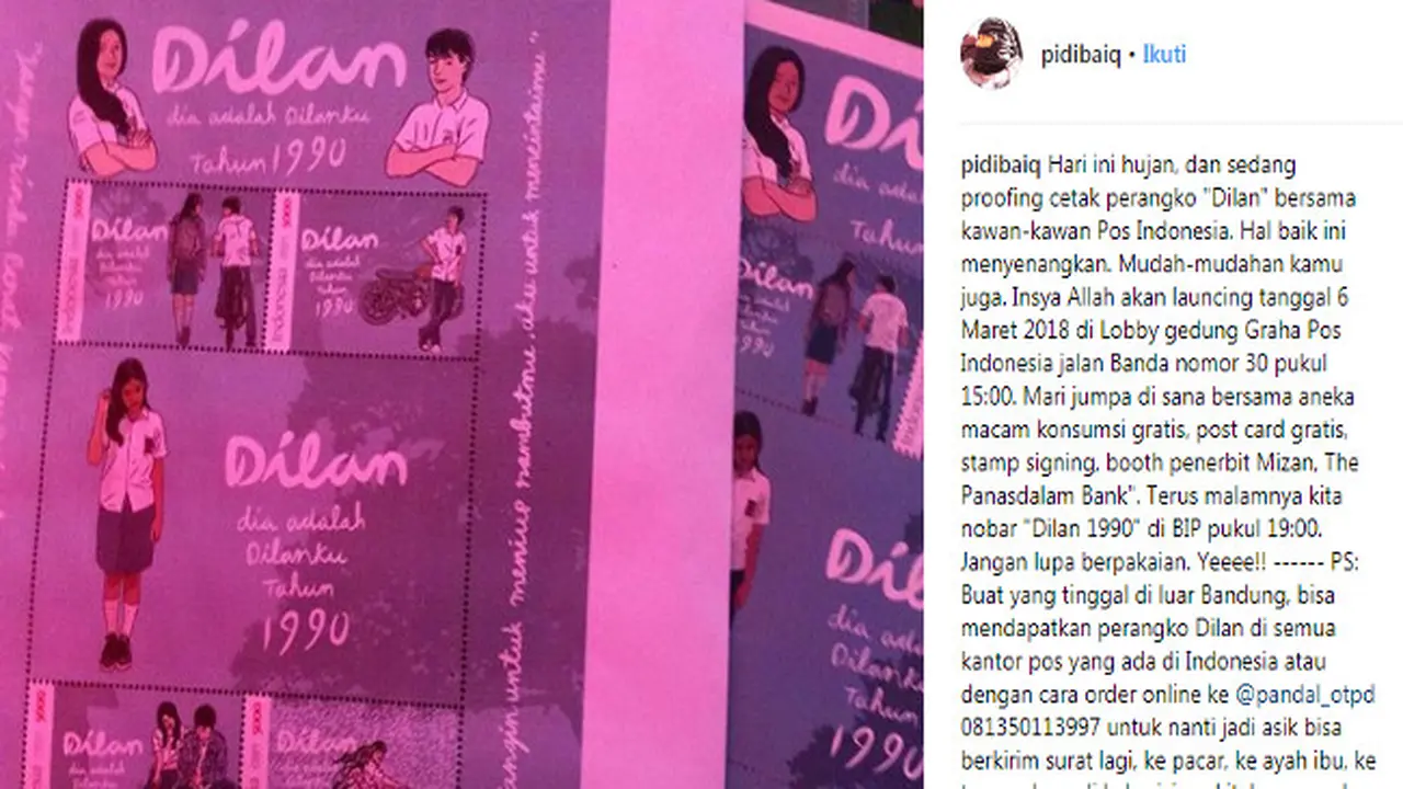 PT Pos Bikin Prangko Khusus Dilan, Ini Gambarnya - Bisnis Liputan6.com
