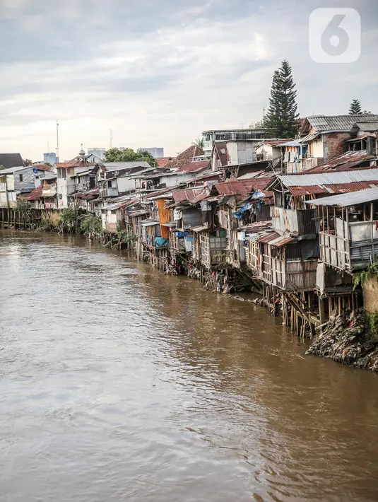 Kondisi Permukiman Padat Penduduk di Bantaran Kali Ciliwung - Foto ...