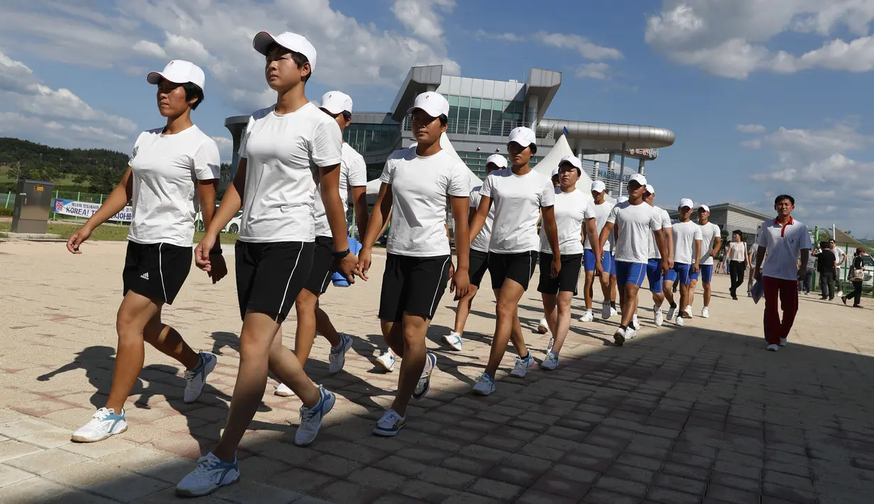 FOTO: Jelang Asian Games 2018, Atlet Korut dan Korsel Latihan Bareng ...