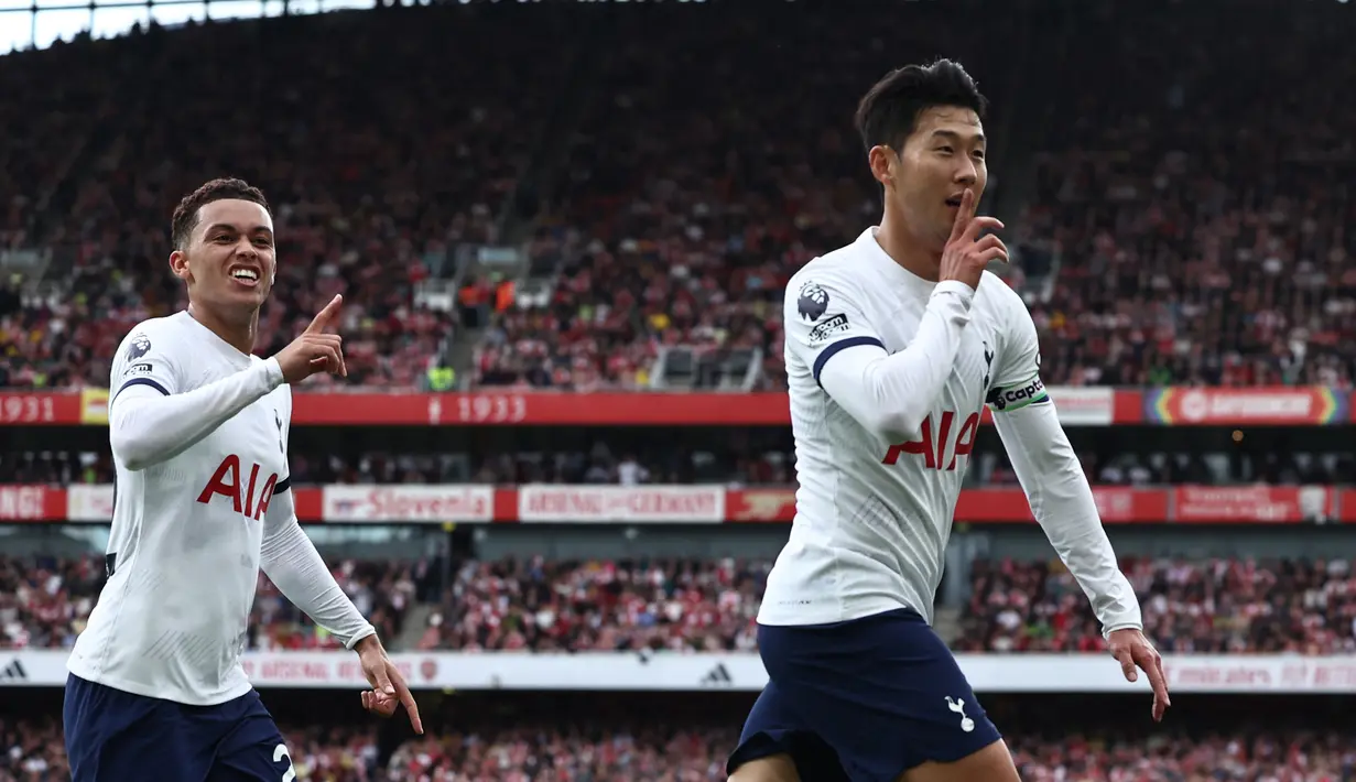 Foto: Gaya Selebrasi Son Heung-min di Depan Suporter Arsenal dalam Laga ...