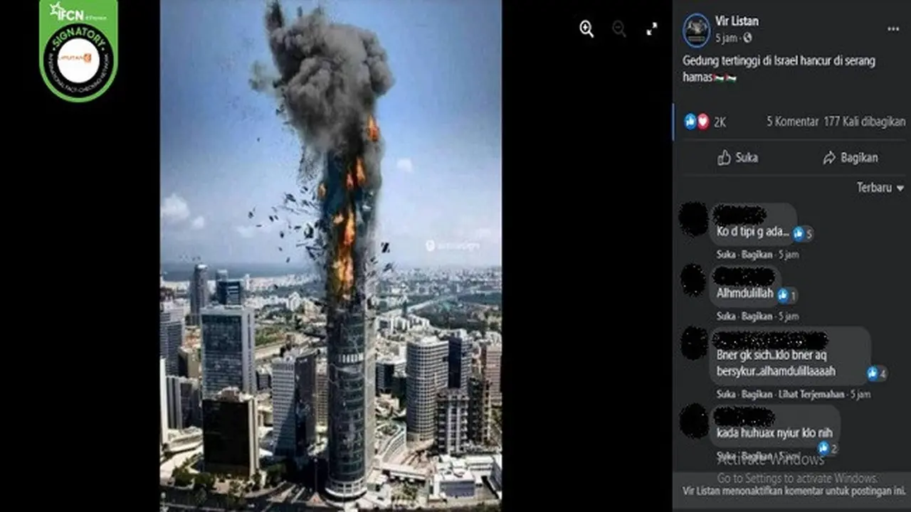 Cek Fakta: Hoaks Foto Gedung Tertinggi di Israel Hancur Diserang Hamas ...