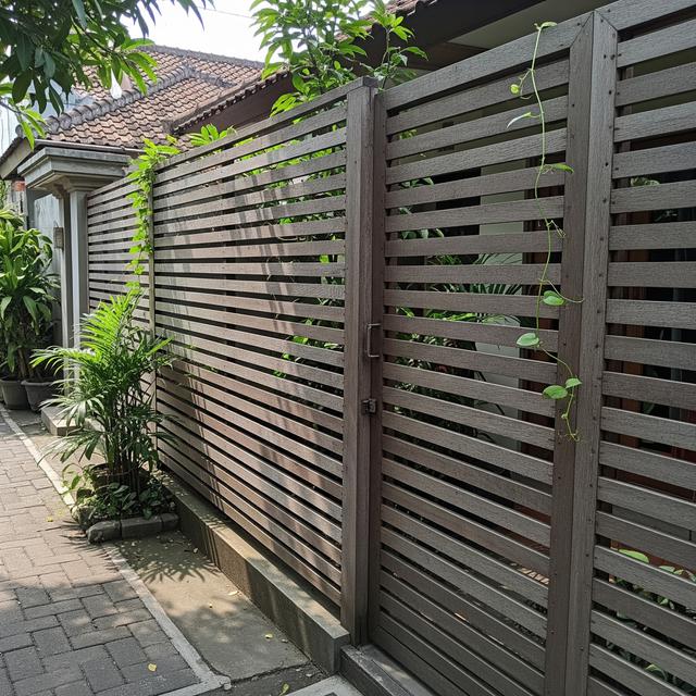 9 Inspirasi Pagar Rumah Setengah Tertutup agar Tetap Privat, Desain Estetik
