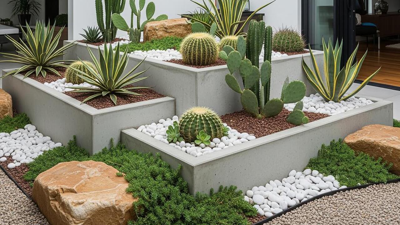 10 Inspirasi Desain Kebun Mini Rumah Modern dengan Planter Box Beton ...
