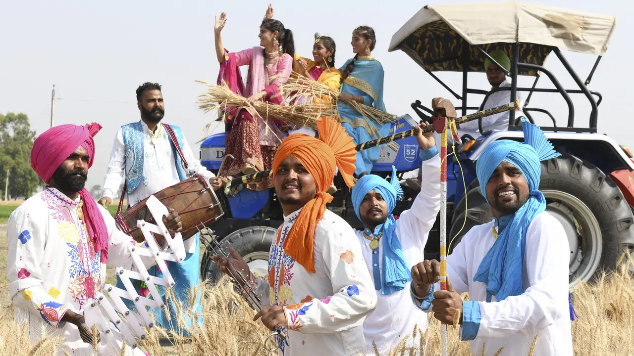 Potret Unik Para Penari India di Ladang Gandum Sambut Panen Raya ...