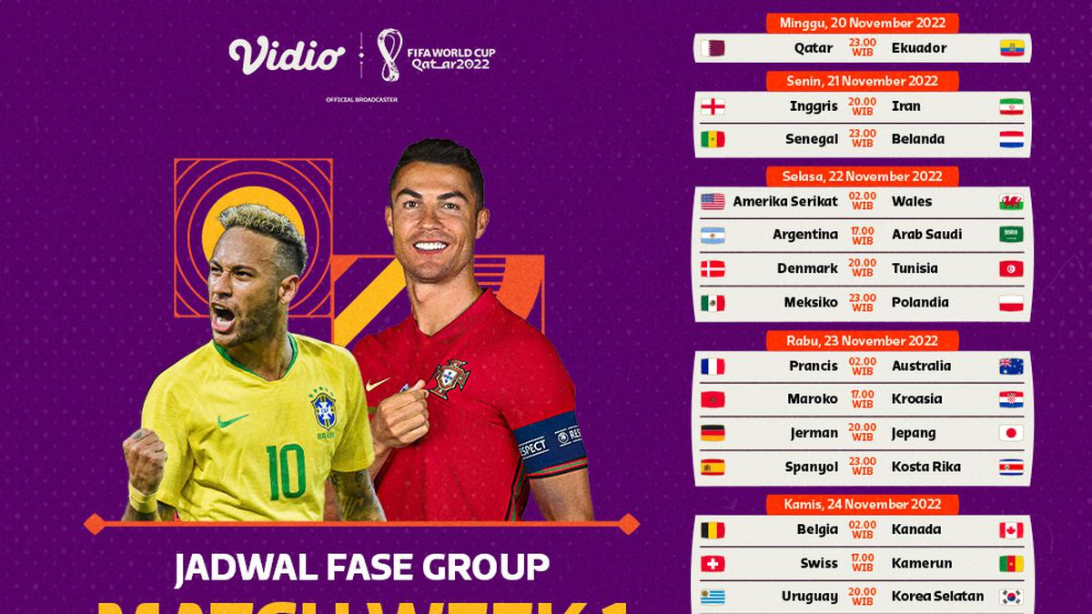 Jadwal dan Live Streaming Piala Dunia Qatar 2022 Matchweek 1, 20-25 ...