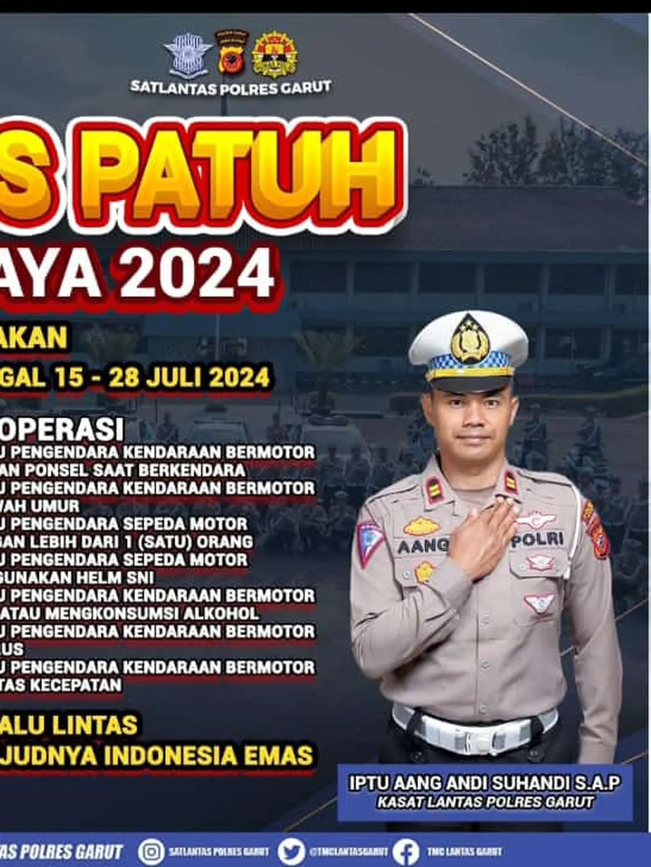 Priit! Polres Garut Gelar Operasi Patuh Lodaya 2024 Dua Pekan ke Depan, Cek 7 Sasaran Penilangan ...