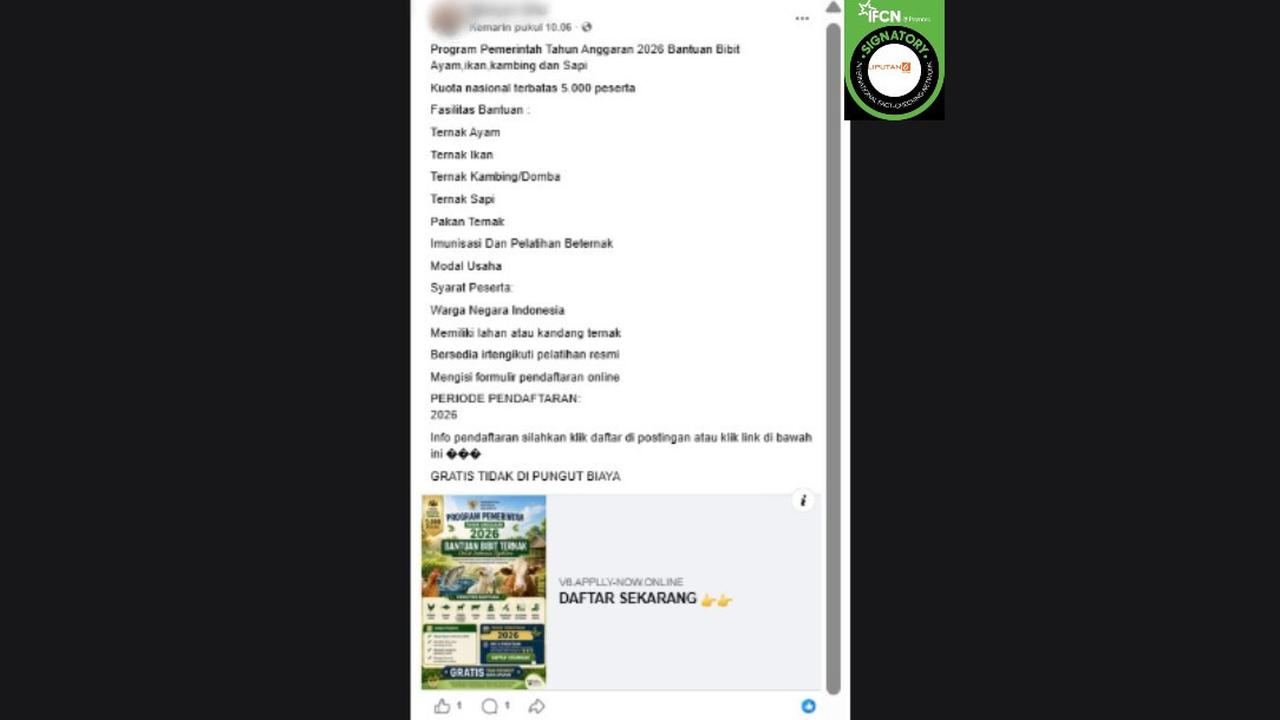 Cek Fakta: Tidak Benar Link Pendaftaran Bantuan Bibit Ayam, Ikan ...