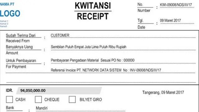 5 Contoh Kwitansi Berdasarkan Jenisnya, Ini Fungsi dan Komponen yang ...