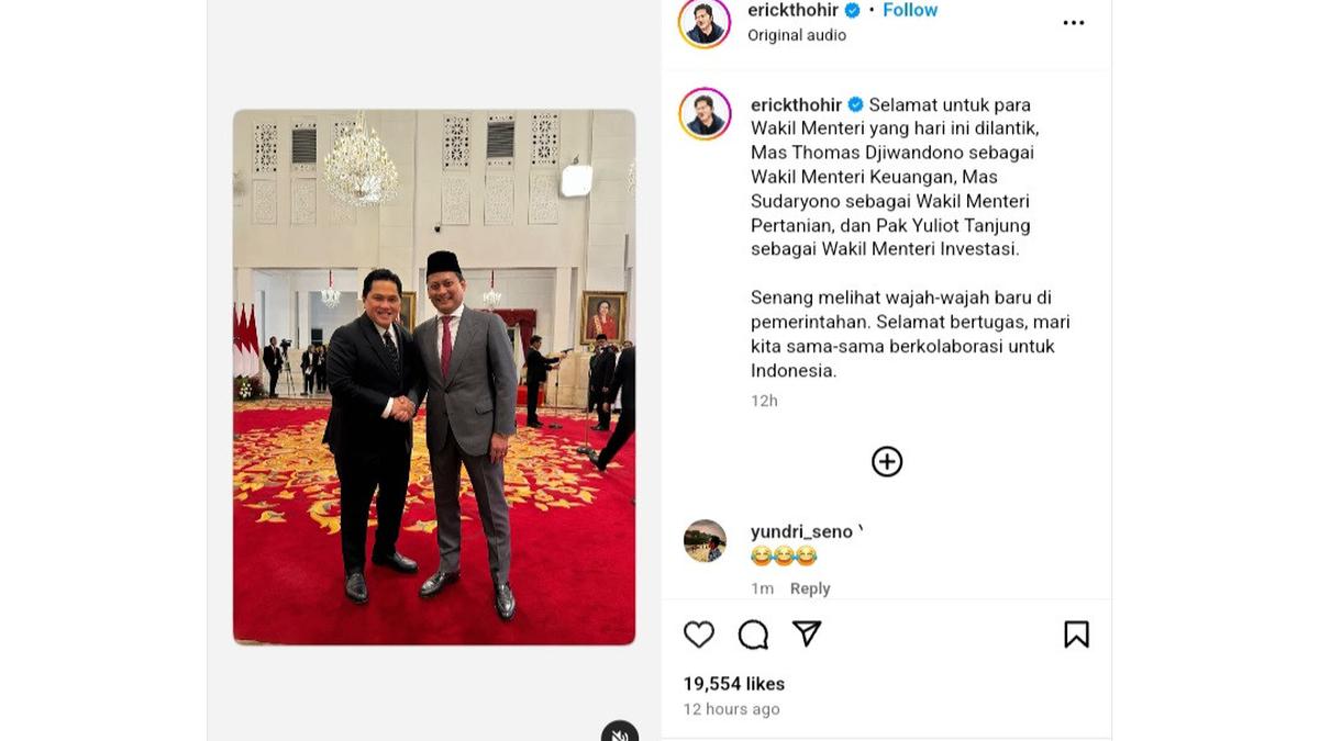 Thomas Djiwandono Jadi Wamenkeu, Erick Thohir Beri Pesan Ini - Bisnis ...